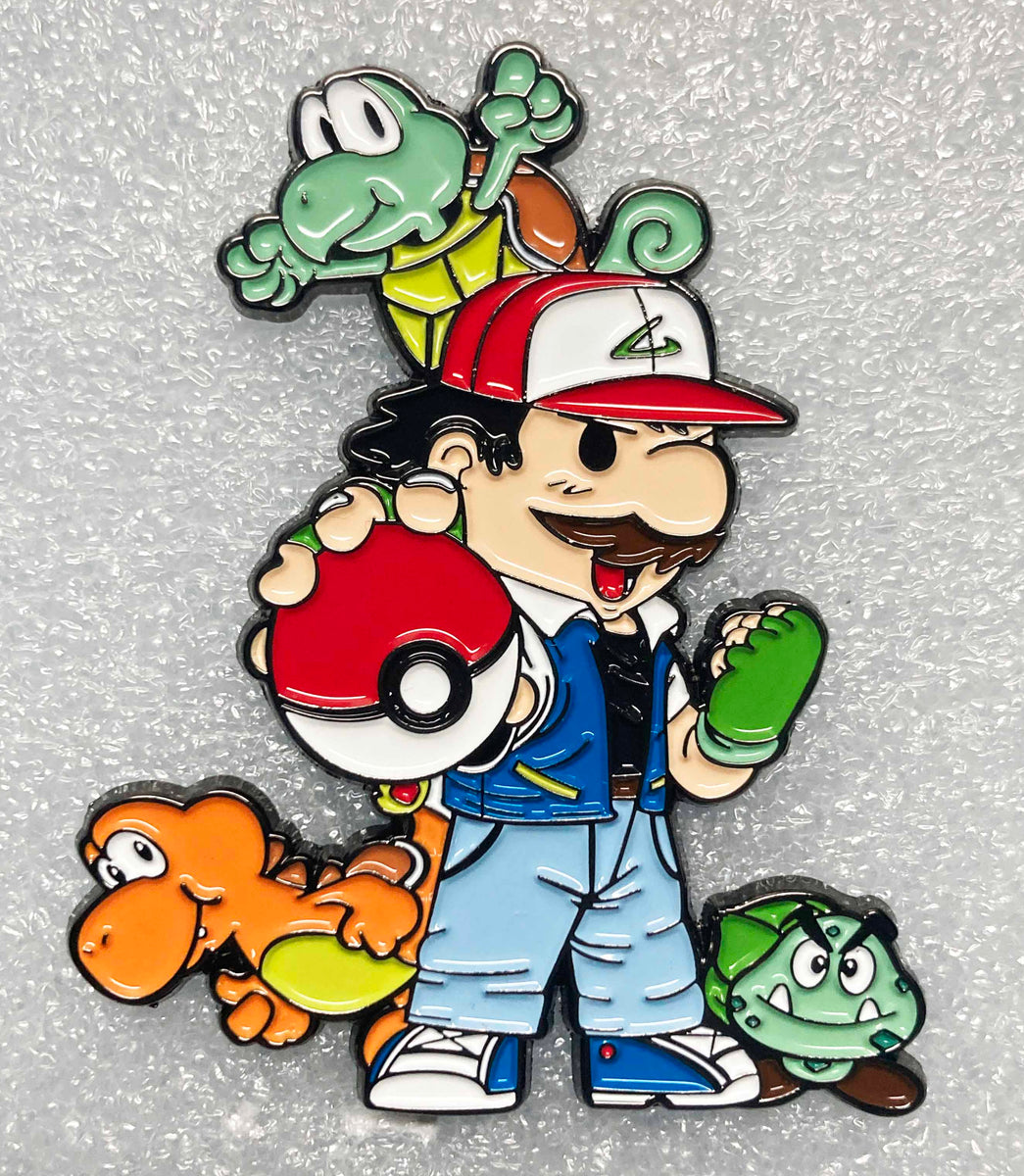 Pkmn Super Mario Crossover Pin Badge – Cool Spot Gaming