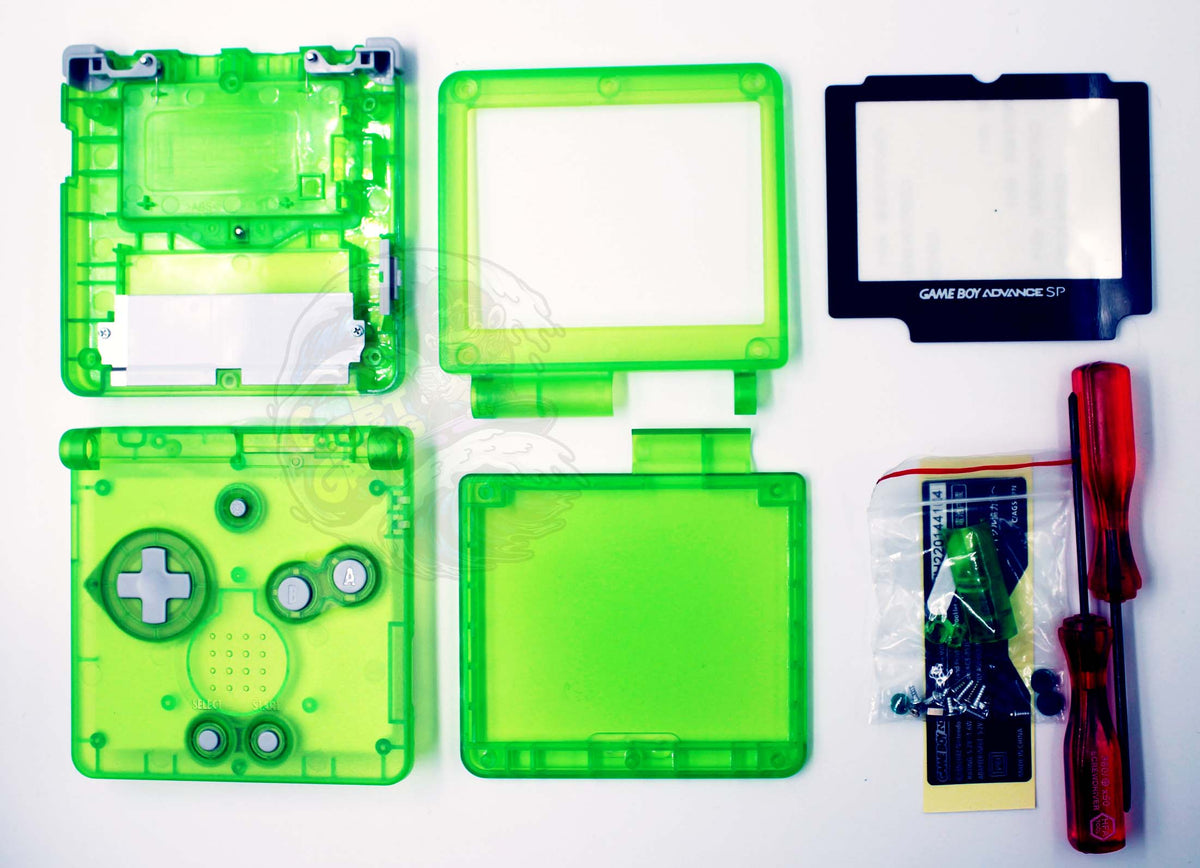 Game Boy Advance SP (GBA SP) Replacement Housing Shell Kit - Clear Gre ...