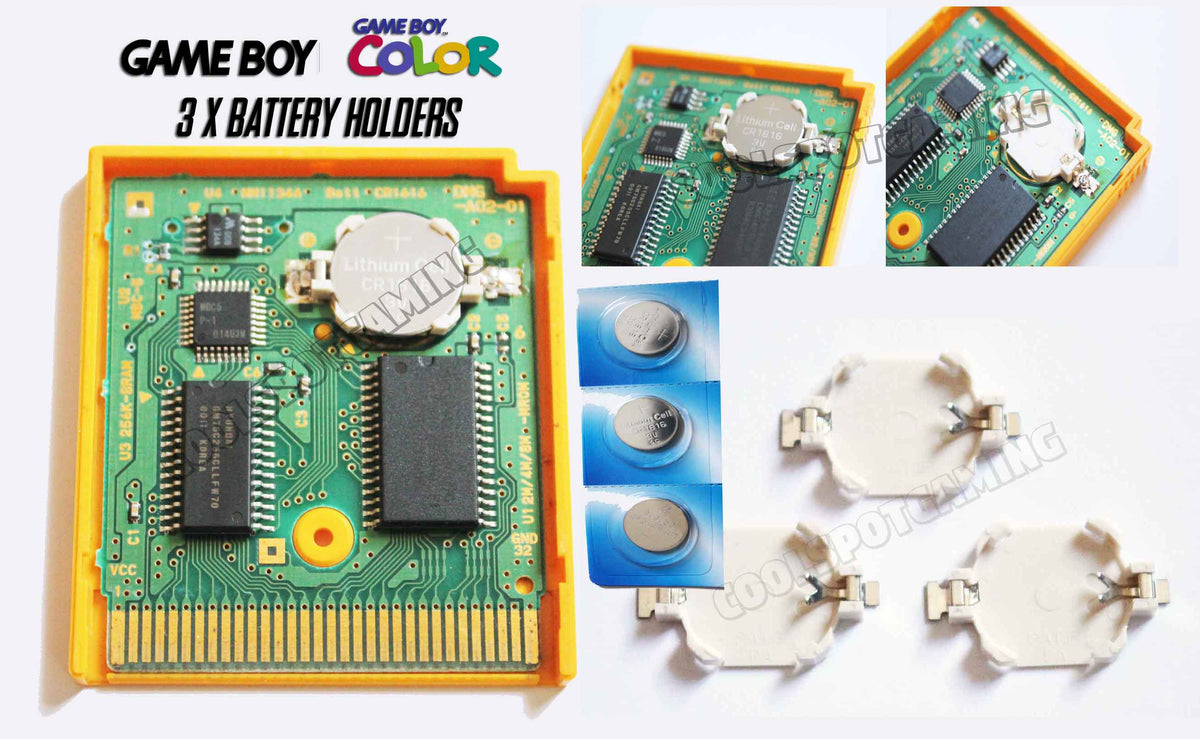 CR1616 Battery Holder for Game Boy (DMG) & Colour GBC Cartridges (Set ...